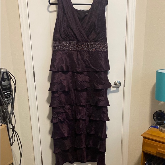 R & M Richards | Dresses | R M Richards Purple Ruched Tiered Maxi Gown ...